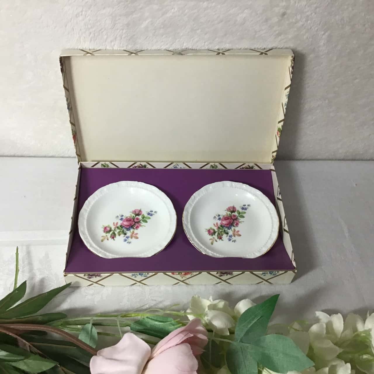 Royal Albert “Moss Rose” 2 x Round Bone China Coasters (boxed)