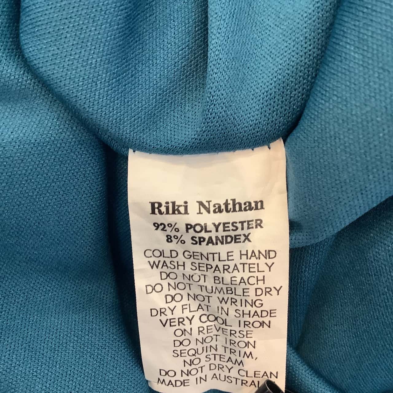 Riki Nathan Womens Size 10 Strapless Party Dress Blue / Gold Dot Print(s)