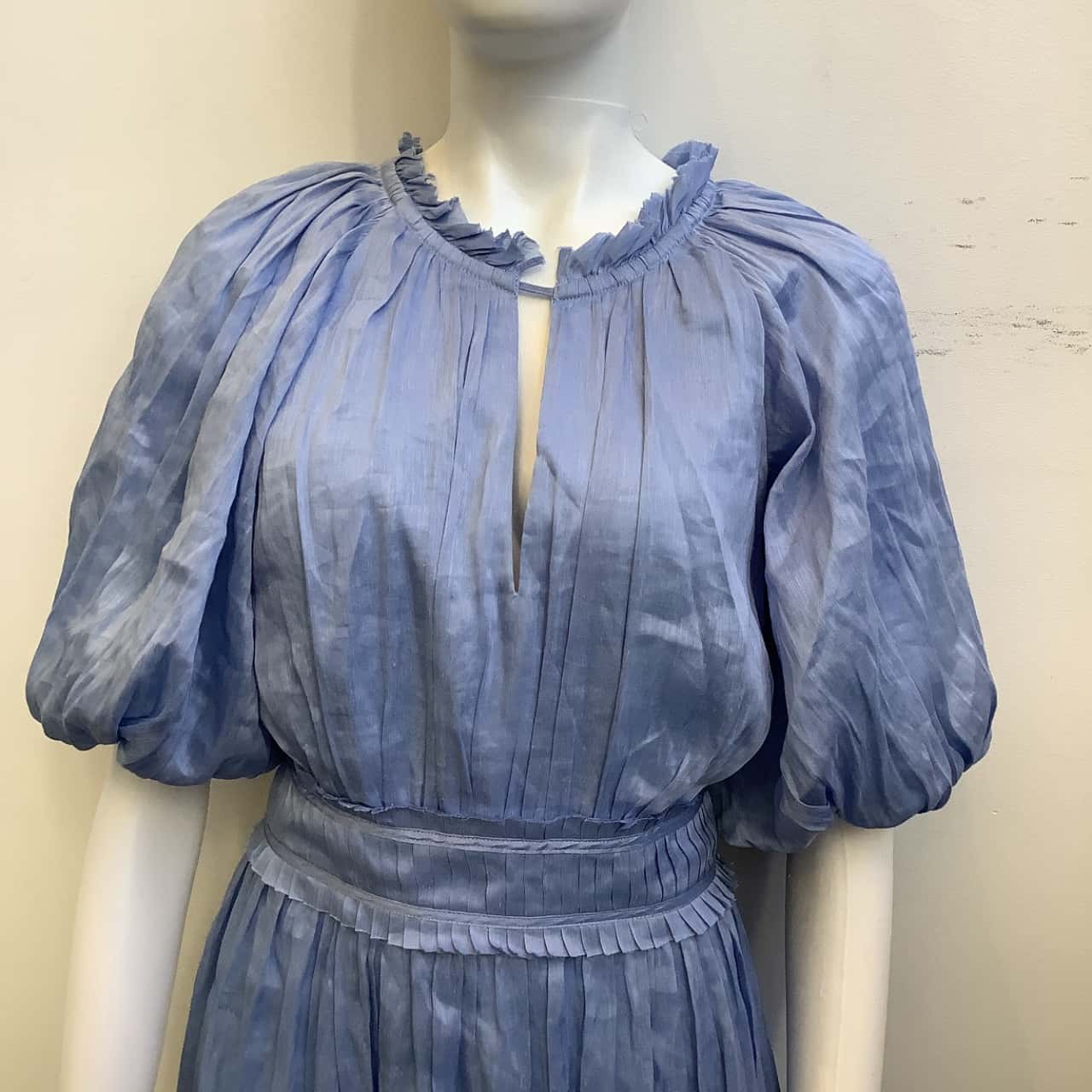 AJE Womens AUS 12 Label Size16, Silk and Linen Midi Dress Blue (s)