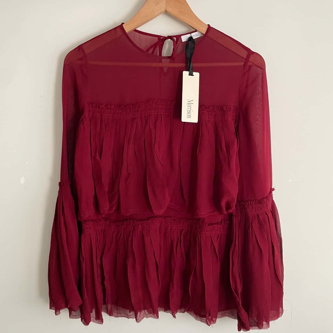 Morrison Womens Size 1 'Abigail' Tiered Blouse - Maroon Silk - NEW with ...