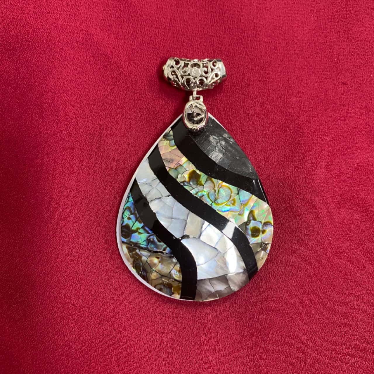 Womens Double Layer Polished Shell Tear Drop Pendant