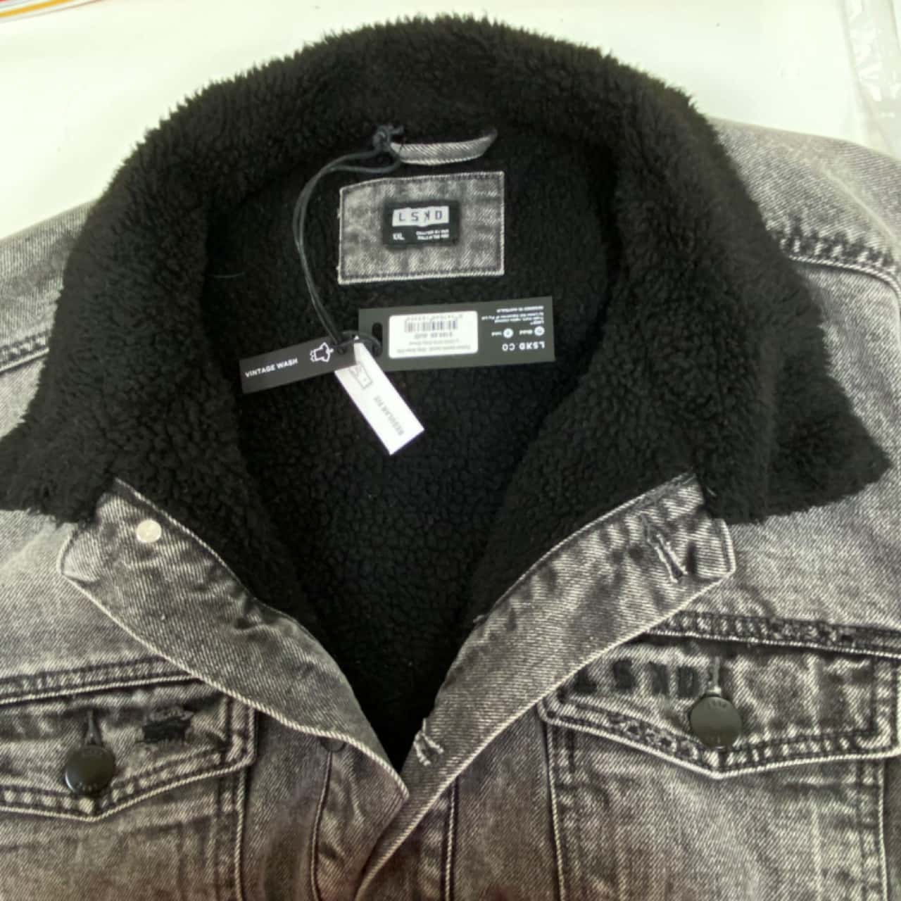 LSKD Mens Size XXL Denim Jacket Black