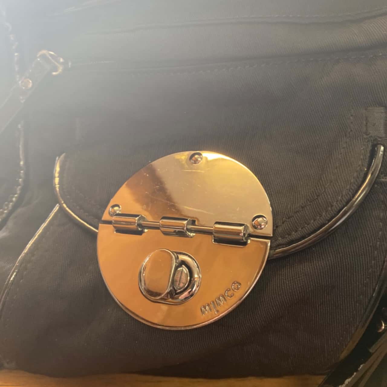 Mimco Womens Large Black Nylon Overnight bag With Patent Leather Trim(s)