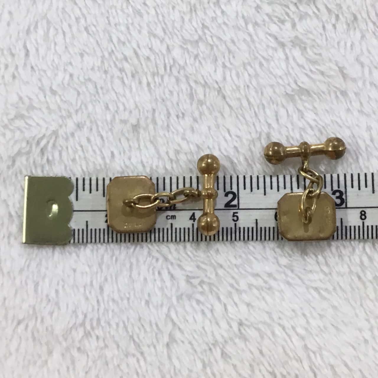 Black Rectangle Plastic Gold Tone Cufflinks Stamped with “GT LD”