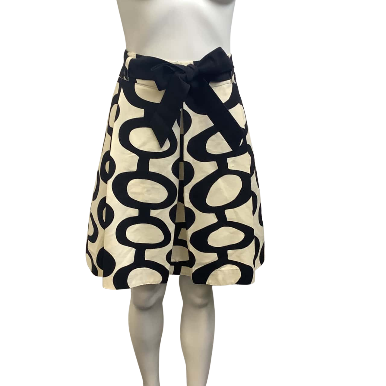 Sandra Angelozzi Womens Size M-L Silk Blend Mini Skirt Black/Cream(s)