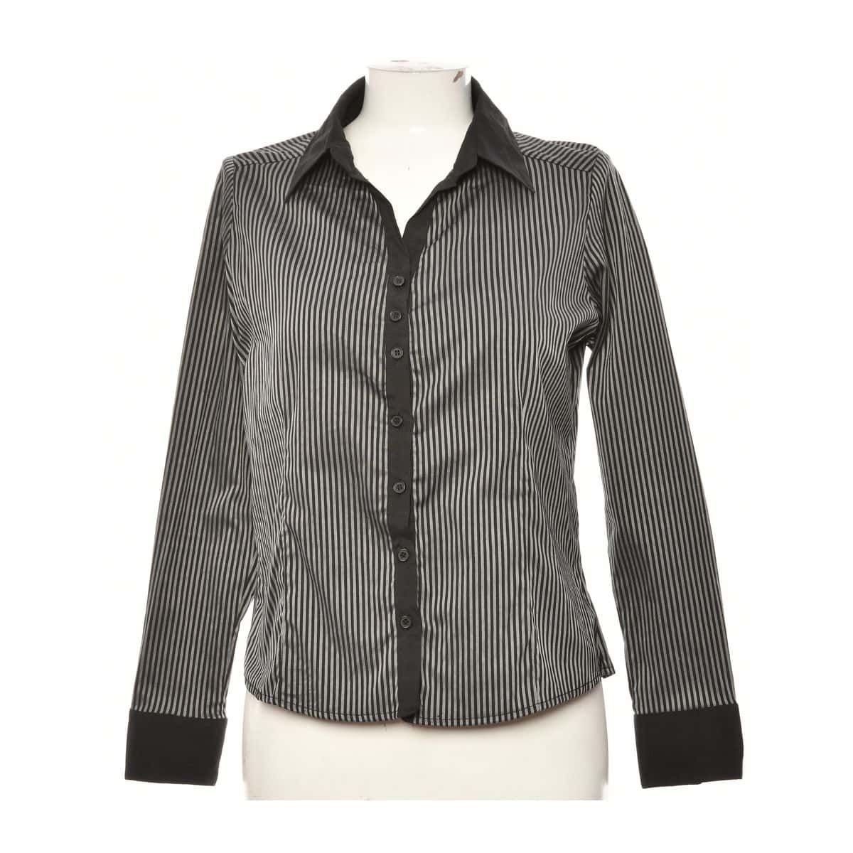 Susan Womens Size XL Stripe Long Sleeve Shirt Black/Grey