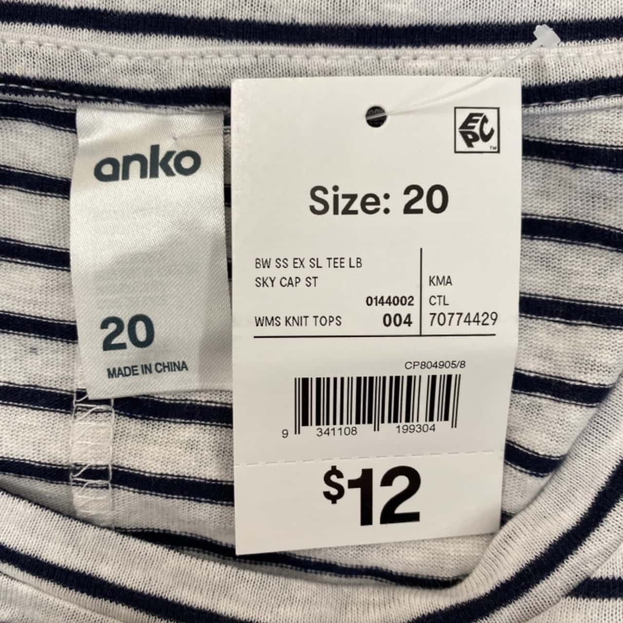 Anko Women's Size 20 Black And White Striped Linen Blend Top - New With ...