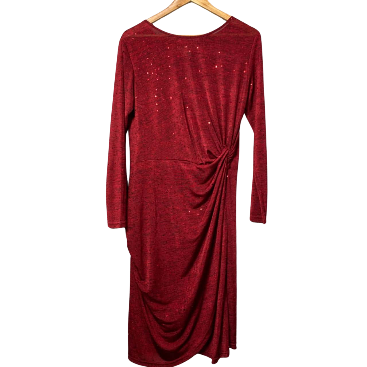 Women’s Veducci Size 12 Red Long Sleeve Midi Cocktail Dress