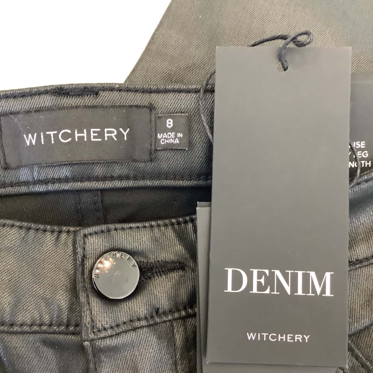 Witchery Womens Size 6-8 Florence Coated Skinny Jeans Black BNWT(s)