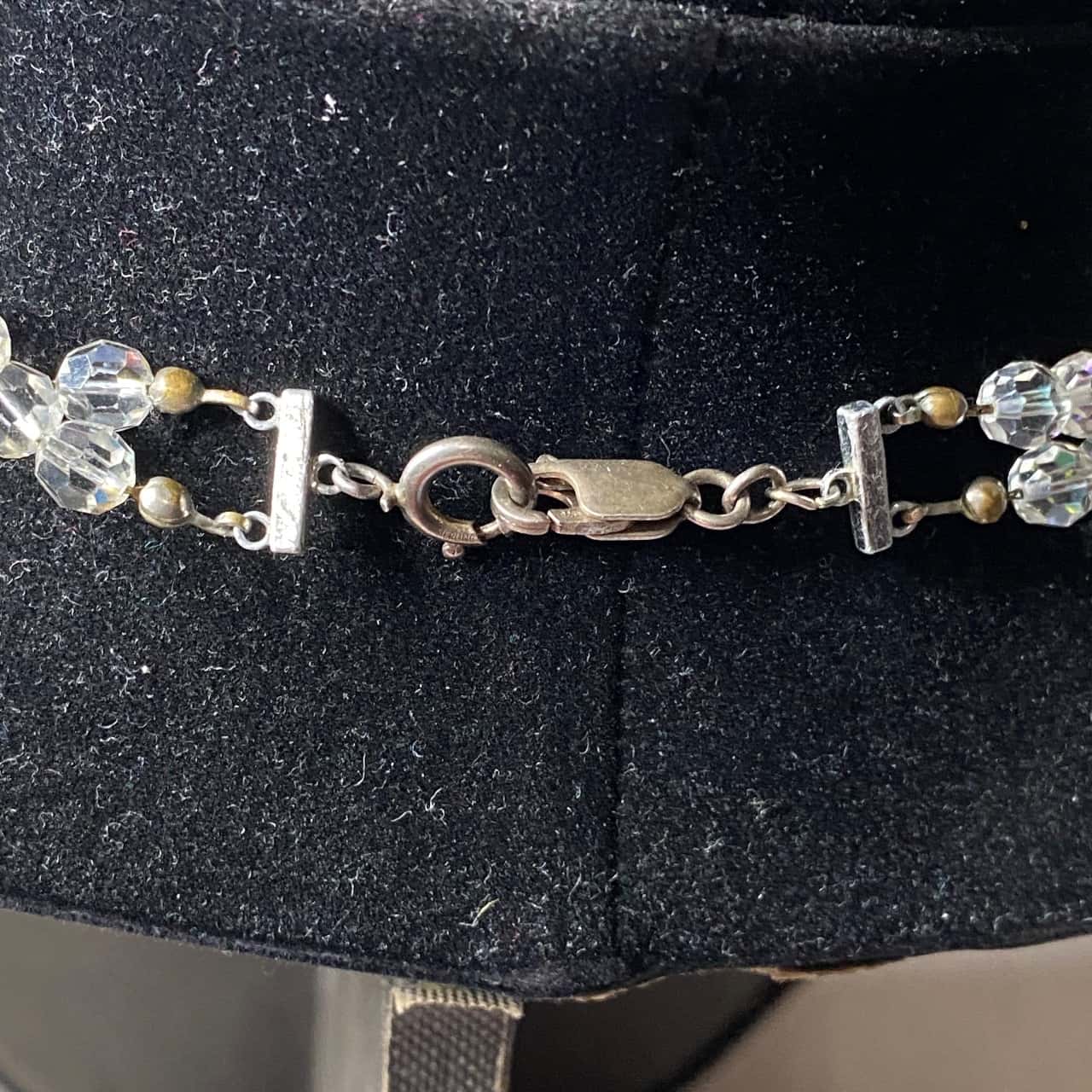 Vintage Crystal Double Strand Necklace 925 Clasp