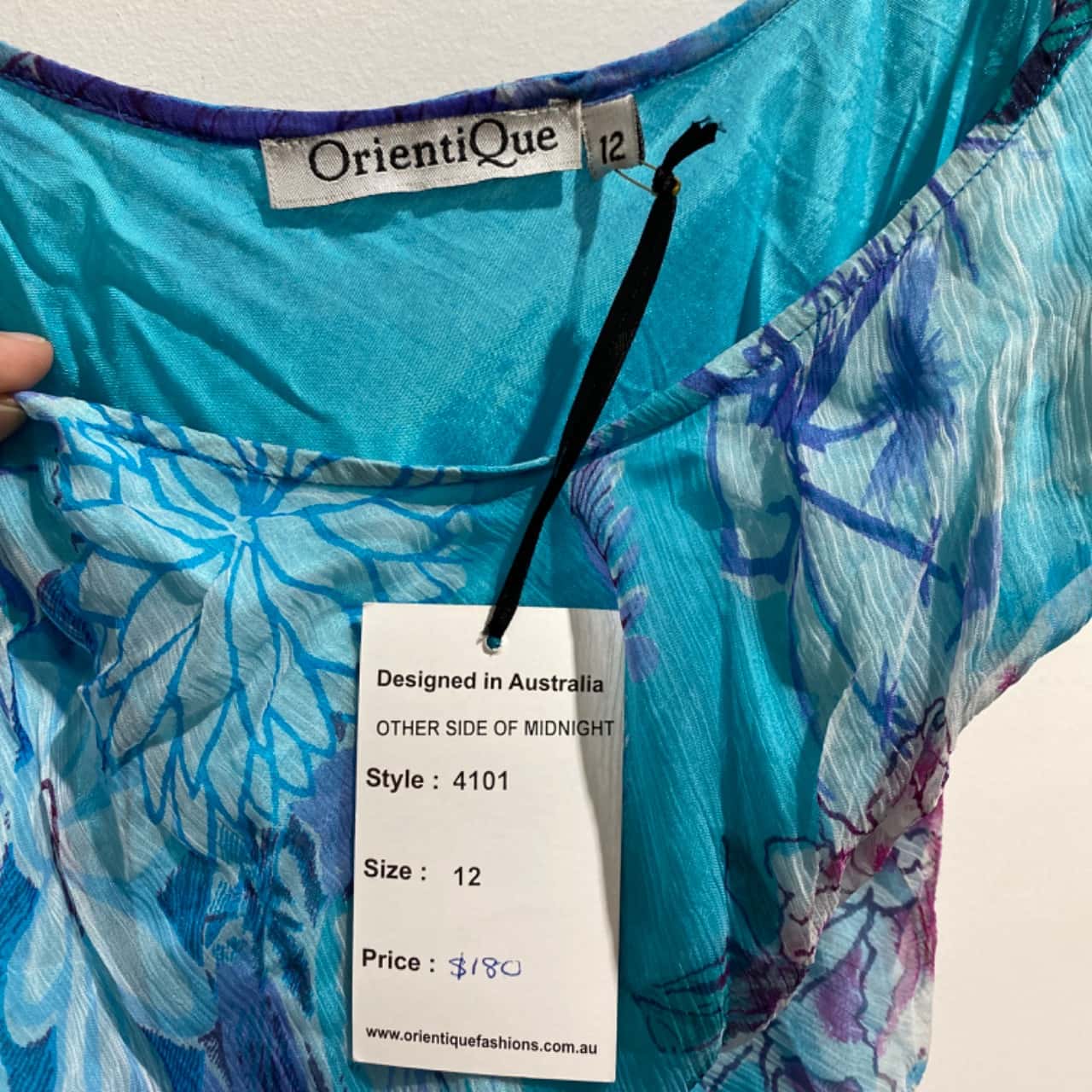 Orientique Womens Size 12 Cocktail Dress / Party Dress Blue / Pattern (s)