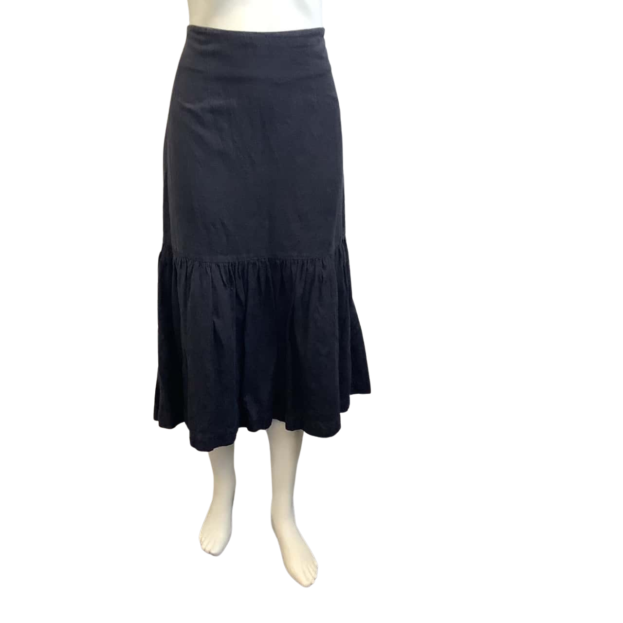 Gorman Womens Size L Linen Blend Midi Skirt Dark Navy(s)