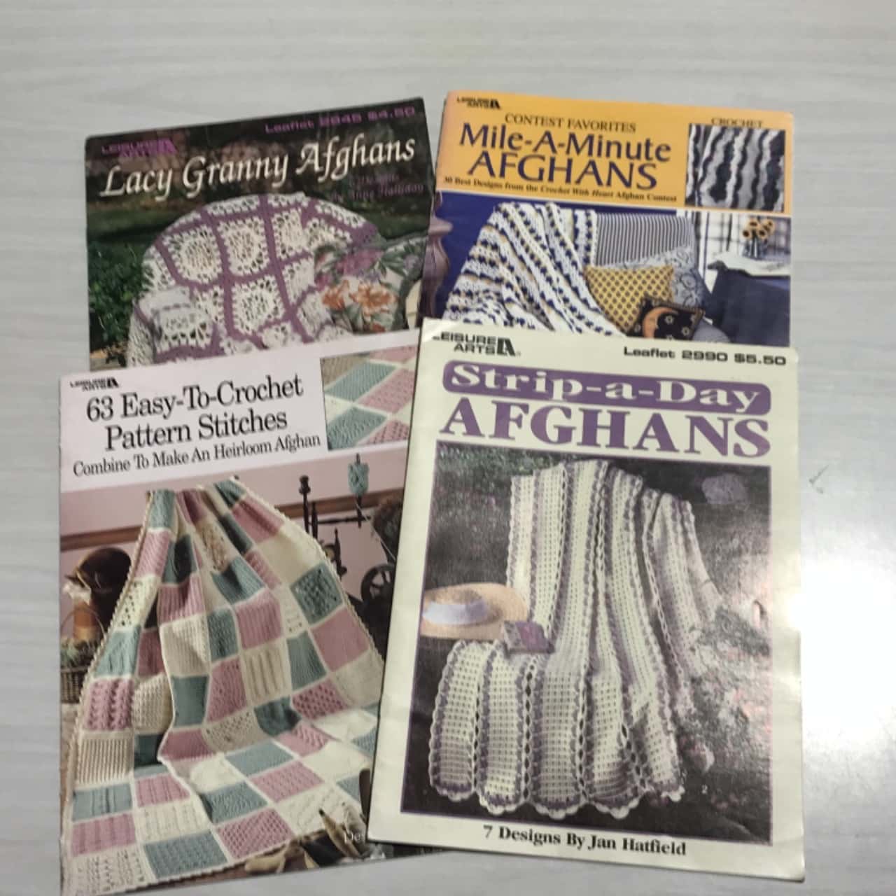 4 Afghan Granny Square Crocheting Pattern Books(s)