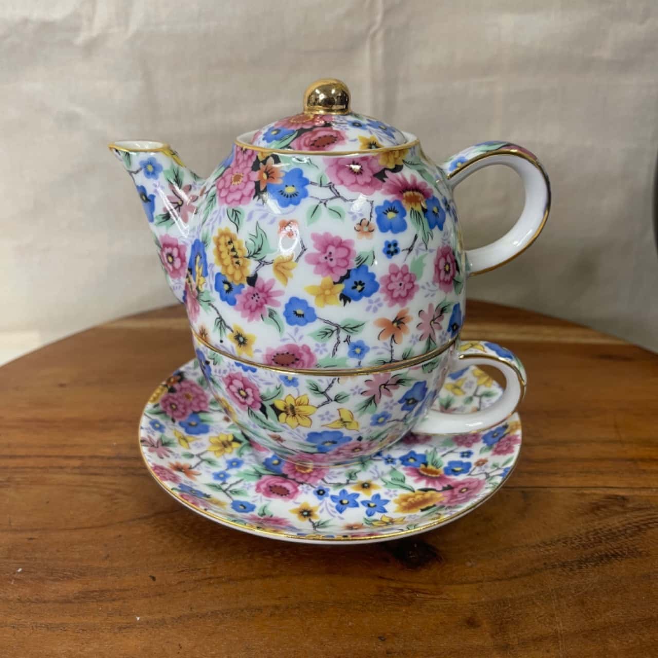 Chintz Two’s Company "Jennifer" Stackable Teapot