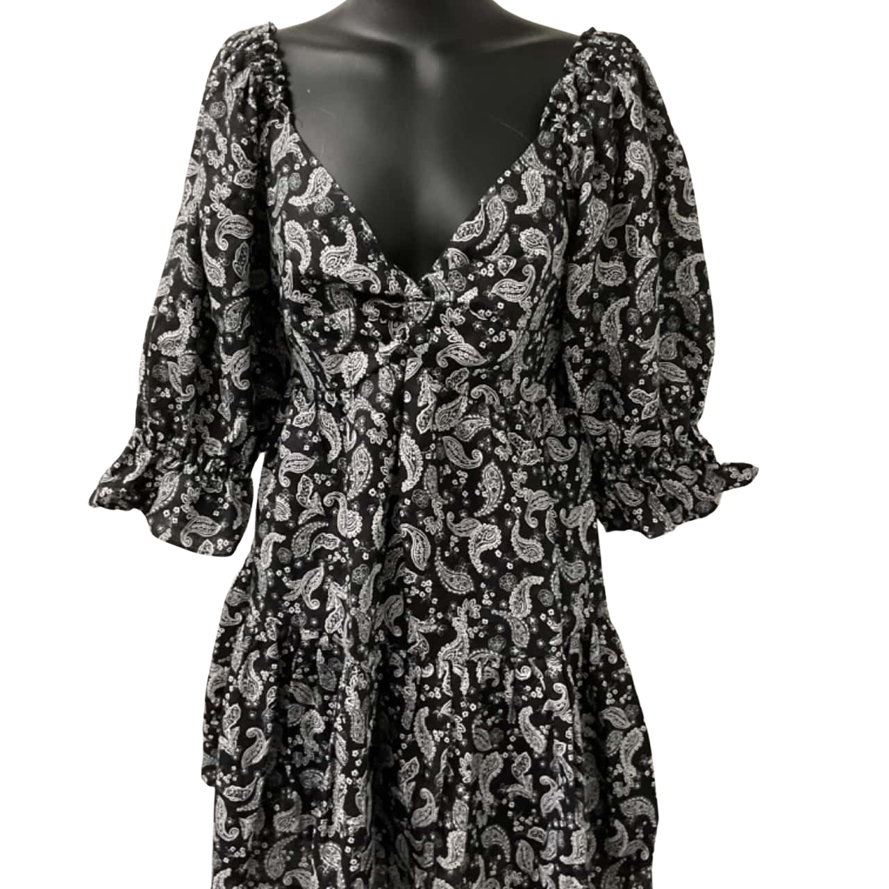 womens Seed Heritage Size 14 Mini Dress Black / Pattern / White (s)