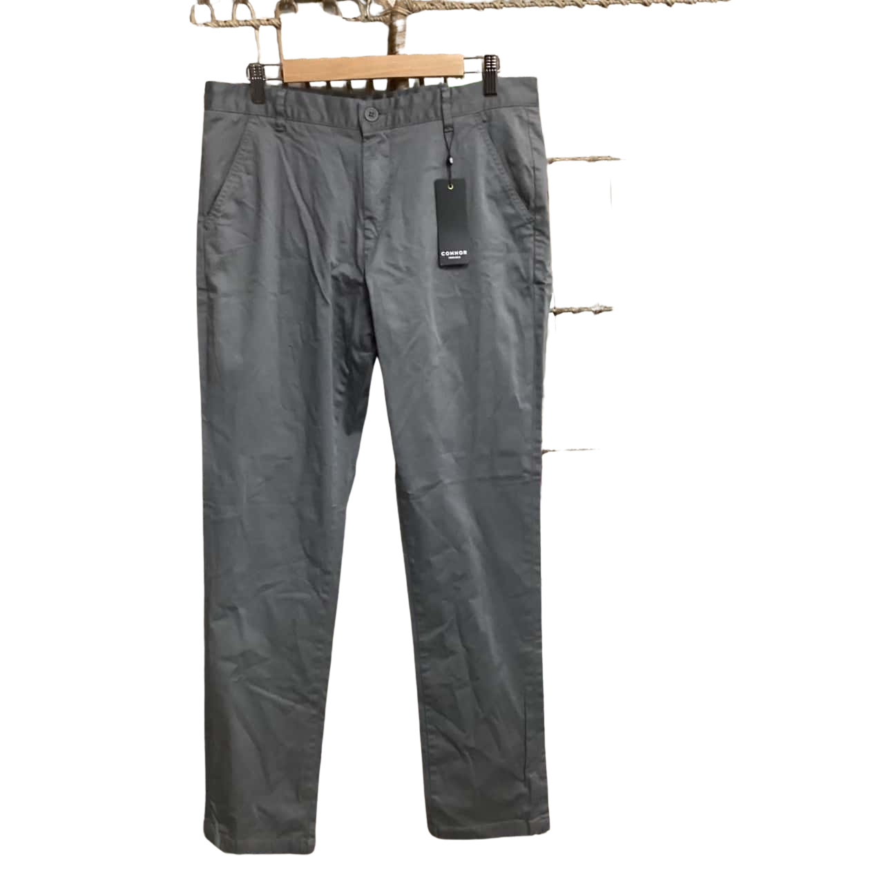 Conner Mens Size 33 Stretch Chinos Ash Grey (s)
