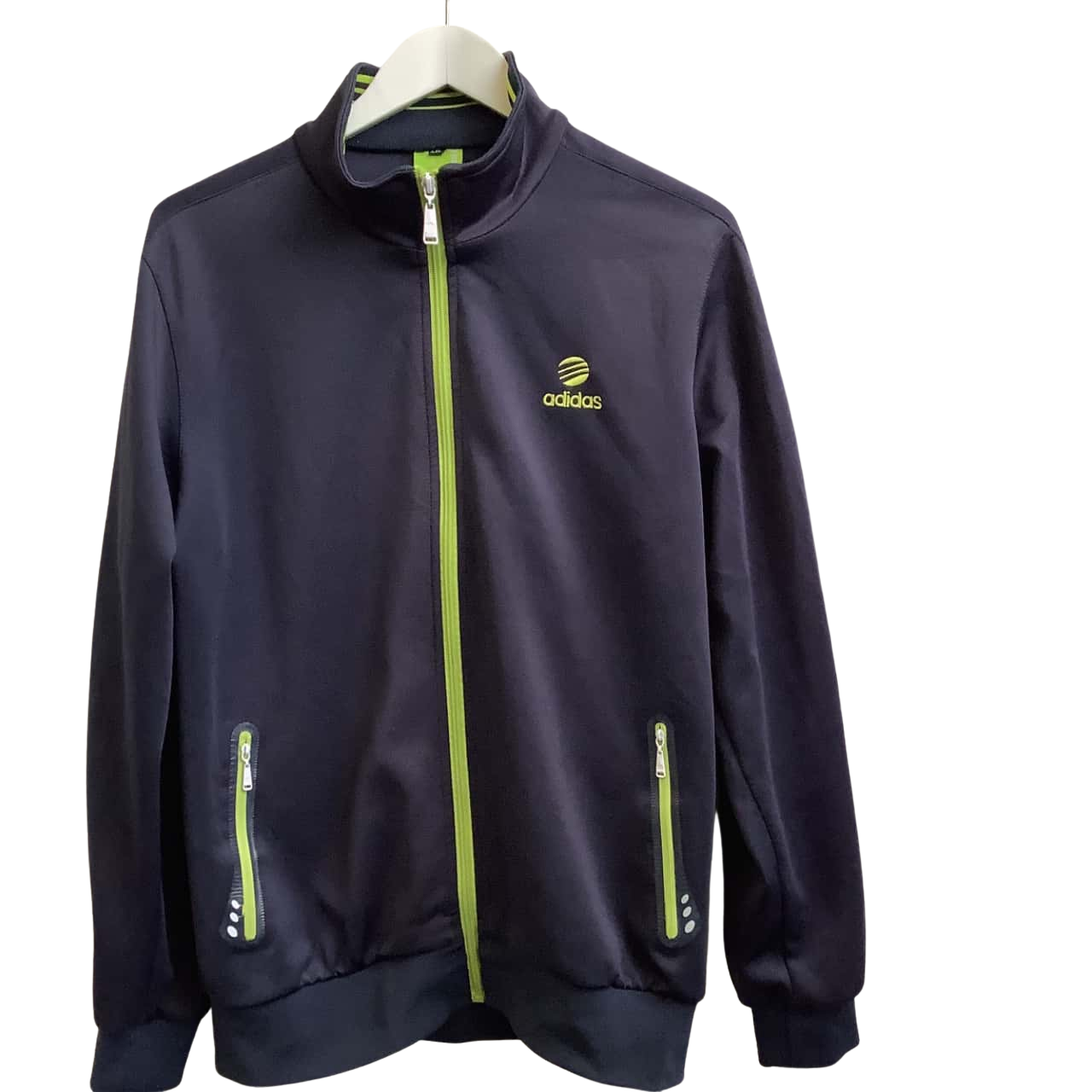 Adidas Mens Size L Front Zipper Performance Jacket Dark Navy(s)