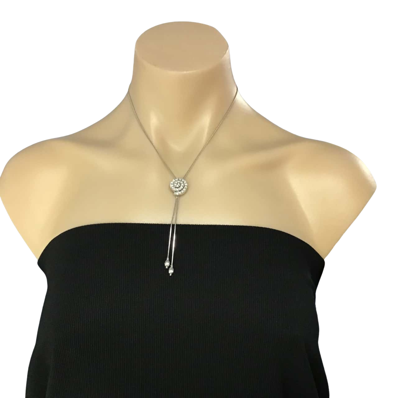 Womens Silver Chain with CZ Spiral Embellishment (s)