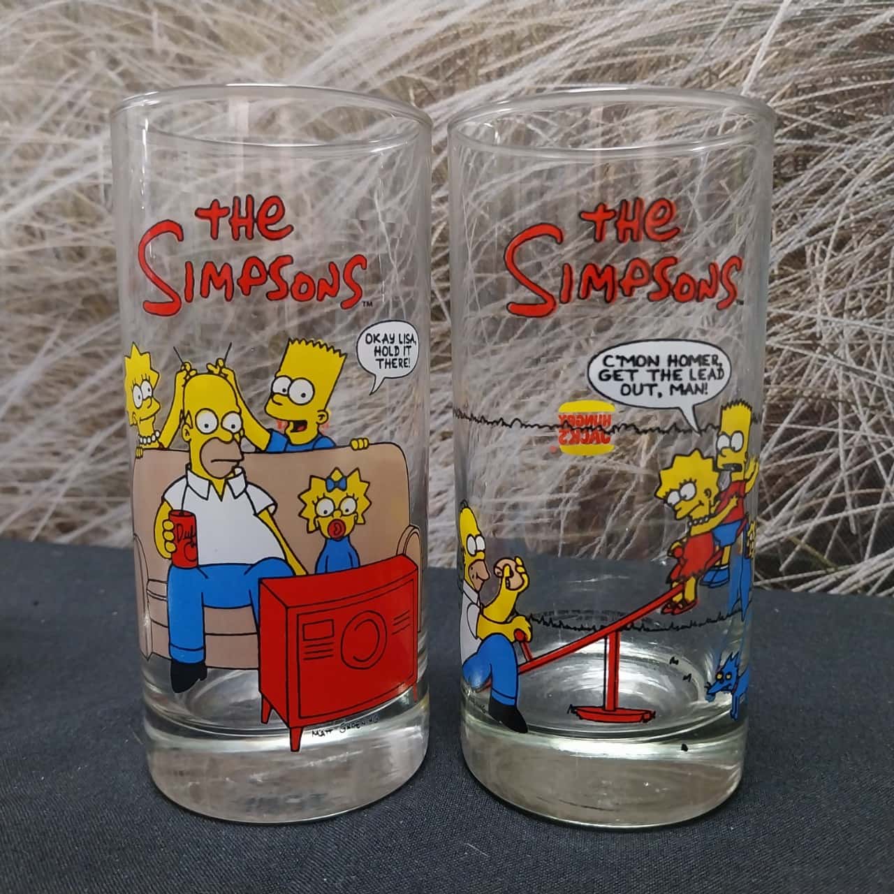 Vintage The Simpsons 1994 Collectable Drinking Glasses Hungry Jacks