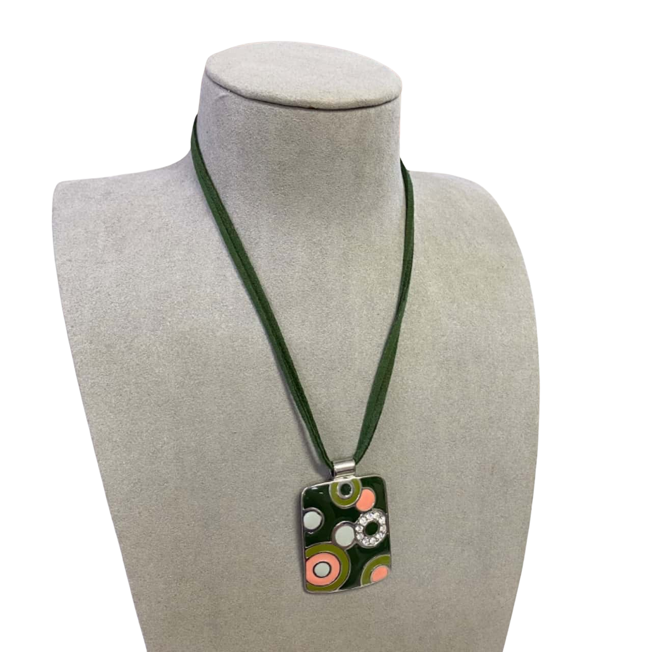 Womens green rectangle costume jewellery necklace