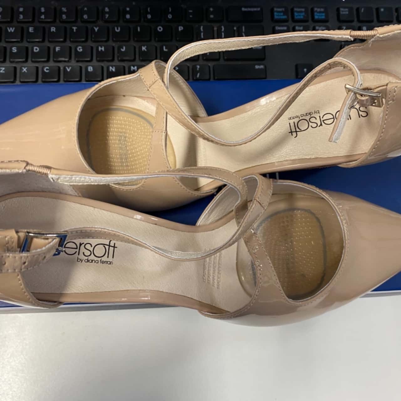 Supersoft by Diana Ferrari Ladies Marnee Nude Patent Shoes Size 9.5 ...