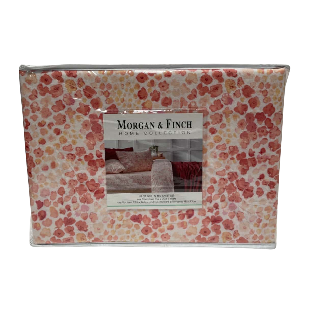 Morgan & Finch “Hazel” Coral QUEEN Flannelette Sheet set.(s)