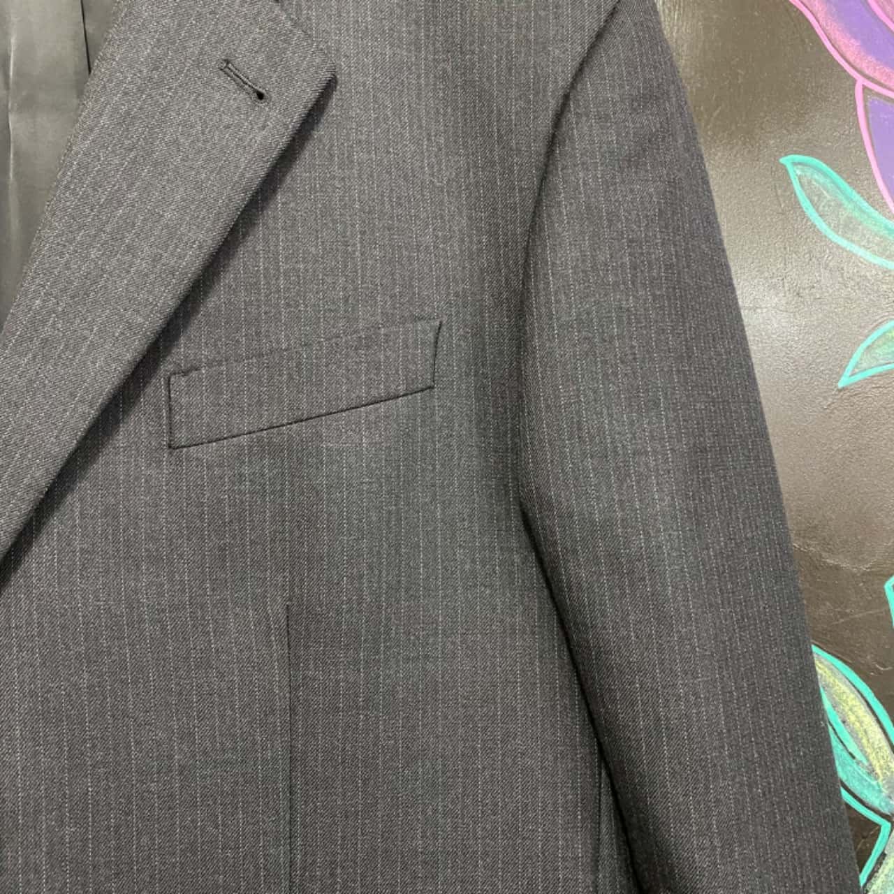 Fletcher Jones Mens Suit Charcoal Striped 99 76(s)