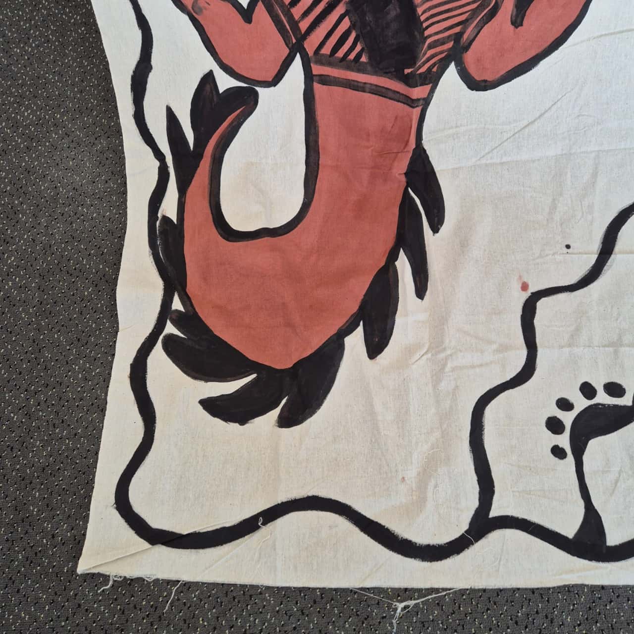 Australian Indigenous Art Lizard Handpainted Linen 90cm x 230cm(s)